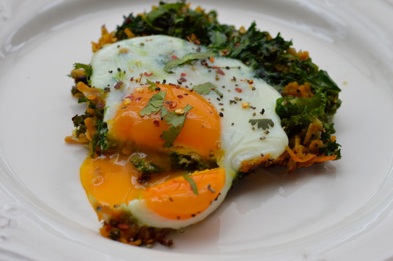 Carrot, kale and chive rosti with baked eggs – Health Results